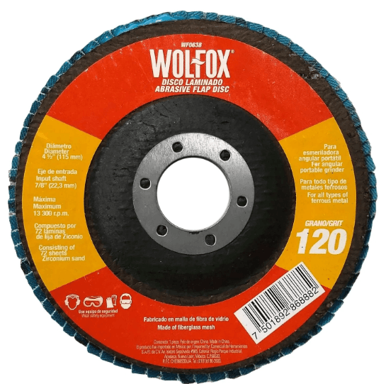 Disco Laminado 4-1/2'' Grano 120 Wolfox Wf0638